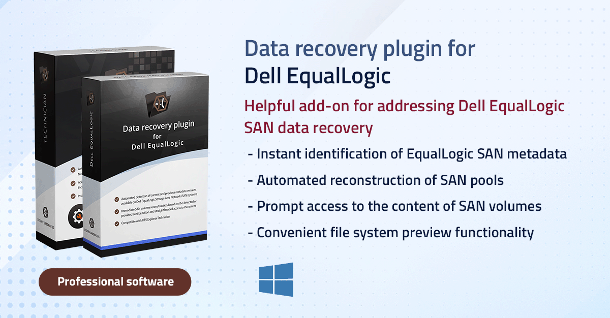 Data recovery plugin for Dell EqualLogic for Windows ver. 1