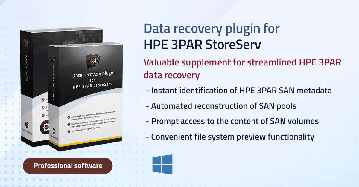 Data recovery plugin for HPE 3PAR StoreServ for Windows ver. 1